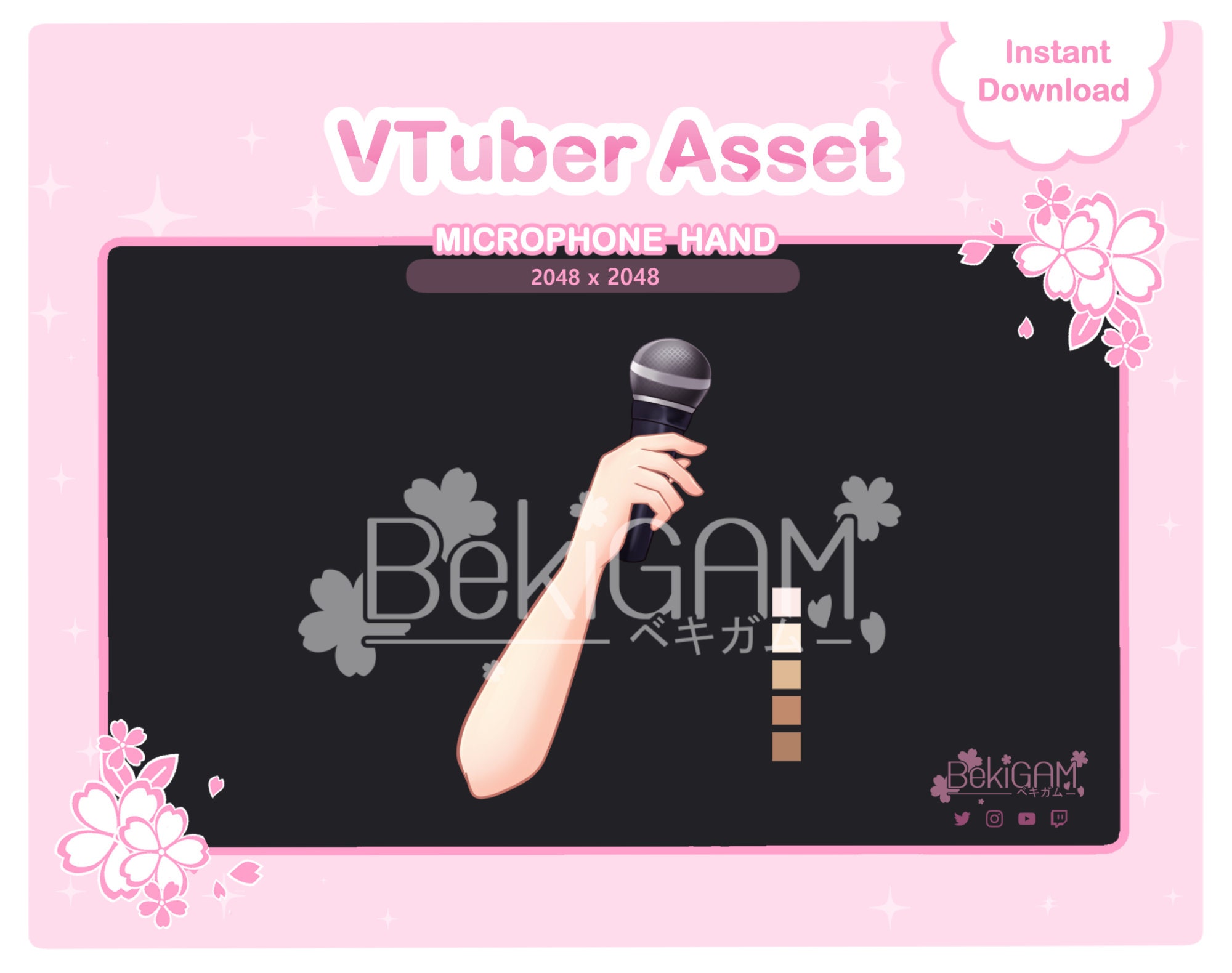 Vtuber Assets Karaoke Microphone Hand Vtuber Hands Cute Vtuber Kawaii Twitch Streamer Vtuber ...