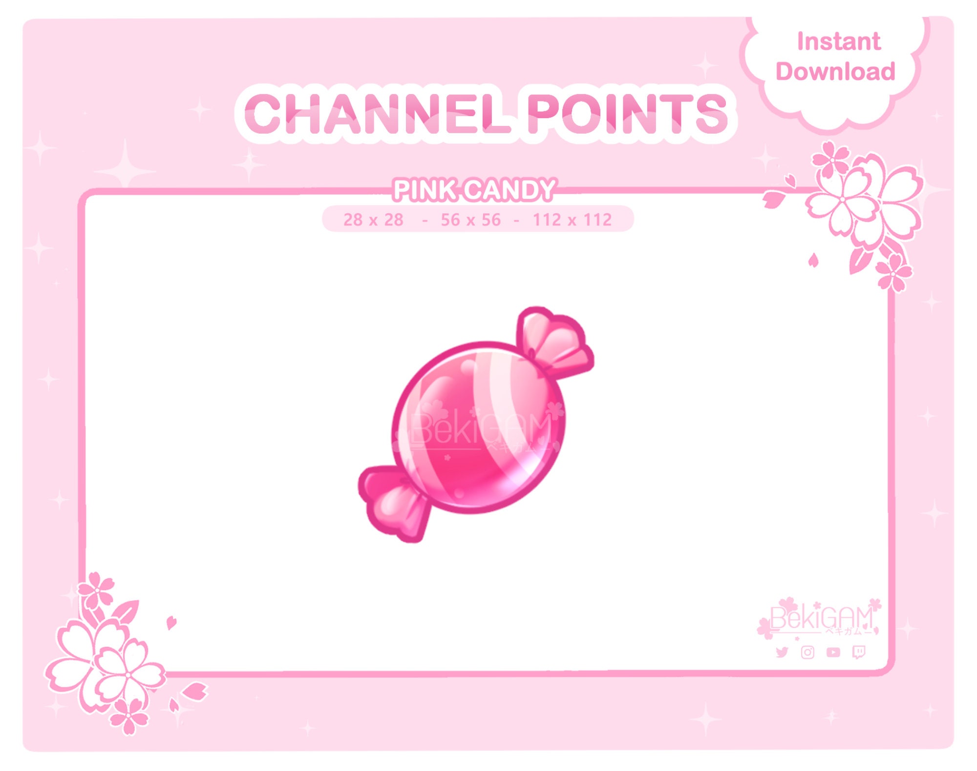 Pink Candy Channel Point Emote for Twitch Twitch Channel Point Icon ...