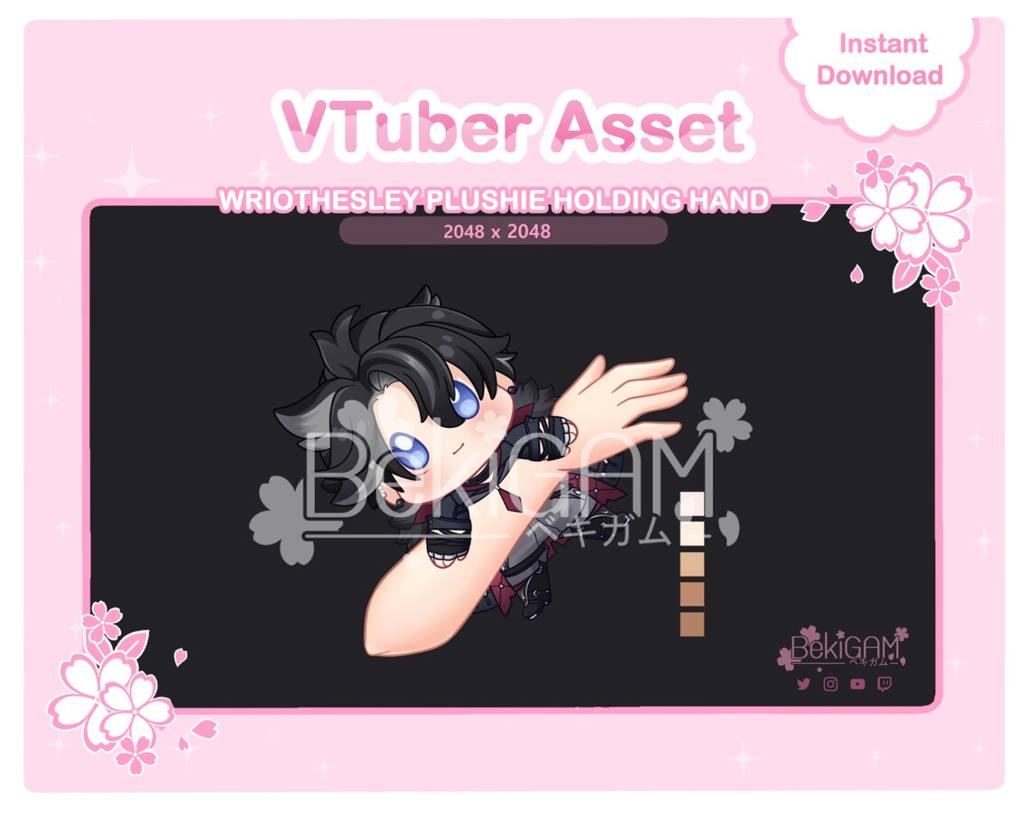 Vtuber Assets Wriothesley Plushie Holding Hand Vtuber Plushie Cute ...