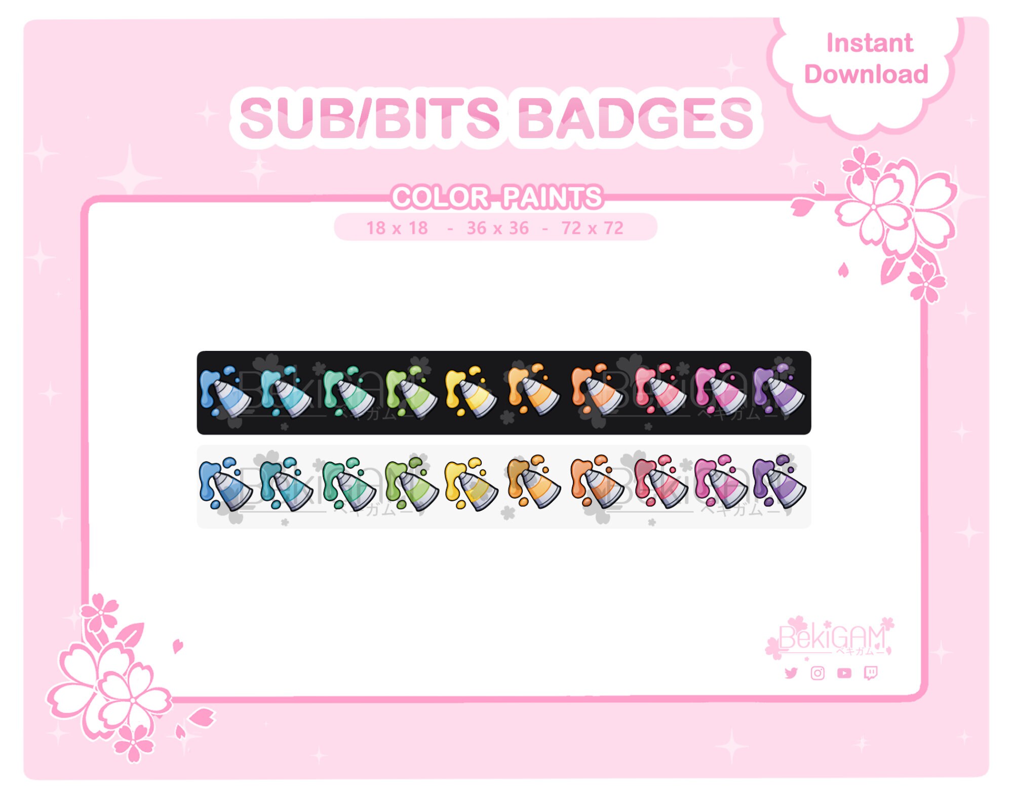 Color Paints Badges Pack for Twitch Twitch Youtube - Etsy