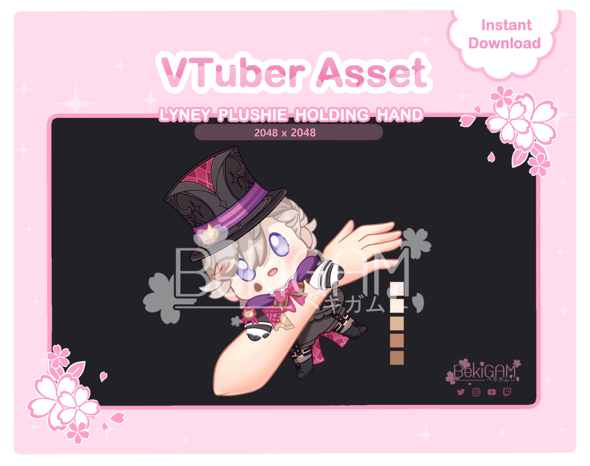 Vtuber Assets Lyney Plushie Holding Hand Vtuber Plushie Cute Vtuber ...