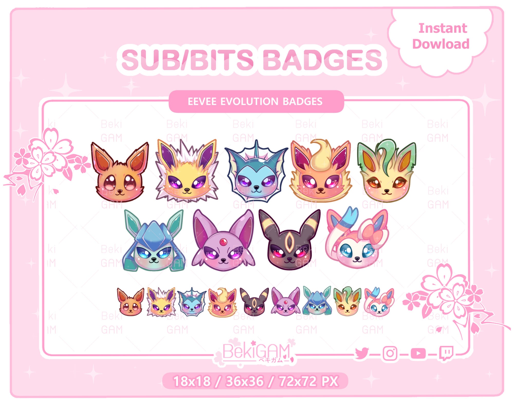 Eevee Evolution Badges Twitch Sub Badges Sub/bits Badges - Etsy Australia