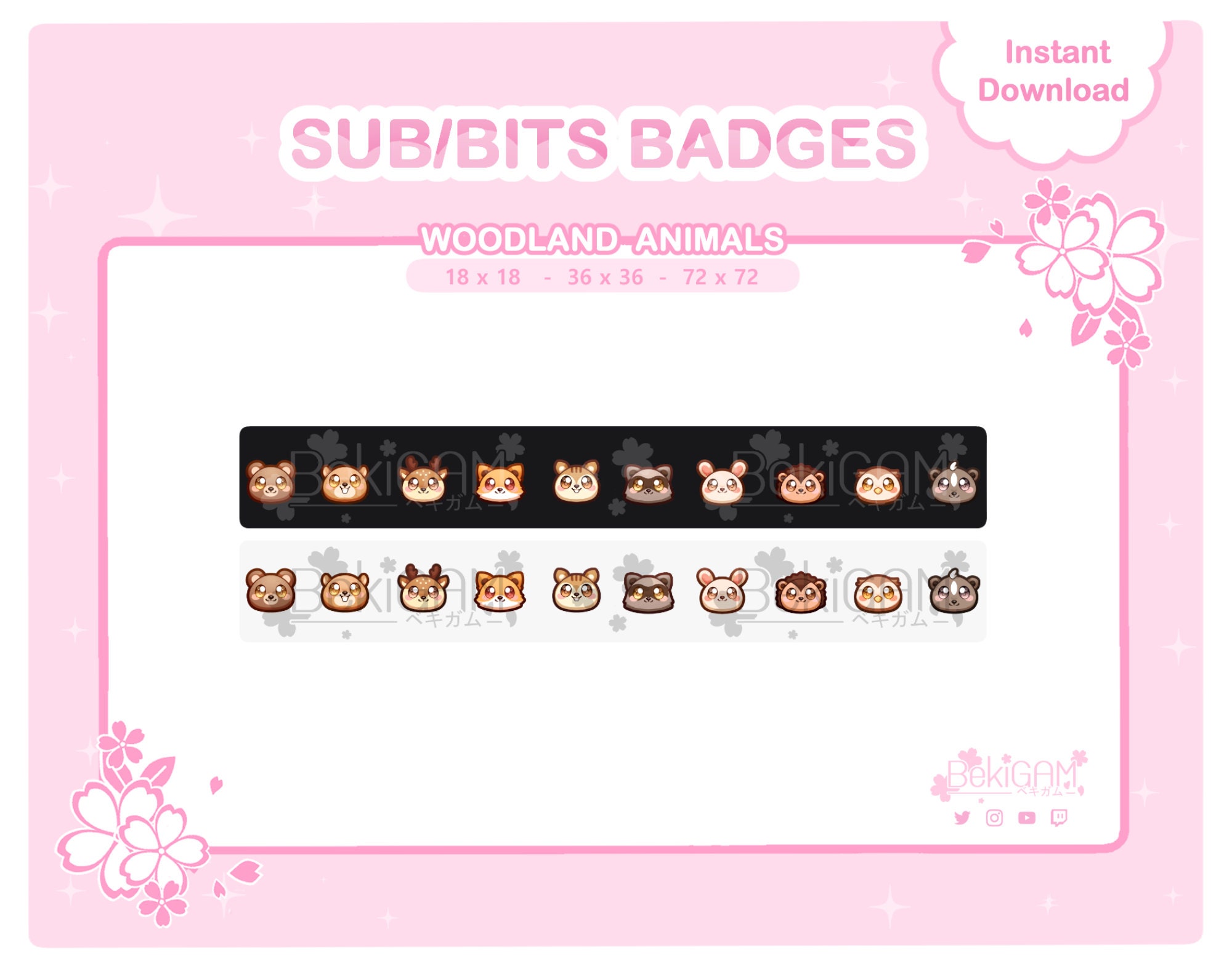 Woodland Animals Badges Pack for Twitch Twitch Youtube Discord Twitch ...
