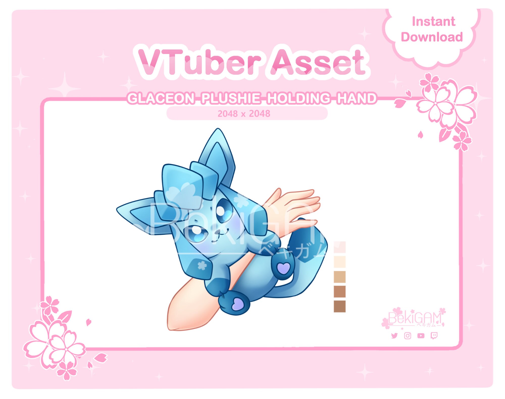 Vtuber Assets Glaceon Plushie Holding Hand Vtuber Plushie Cute Vtuber ...