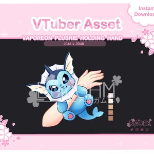 Vtuber Assets Vaporeon Plushie Holding Hand | Vtuber Plushie | Cute ...