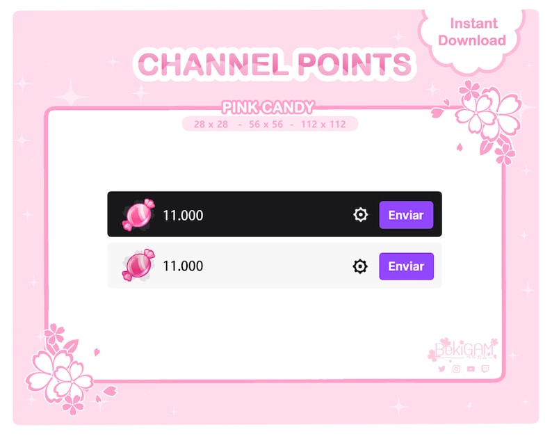 Pink Candy Channel Point Emote for Twitch Twitch Channel Point Icon ...