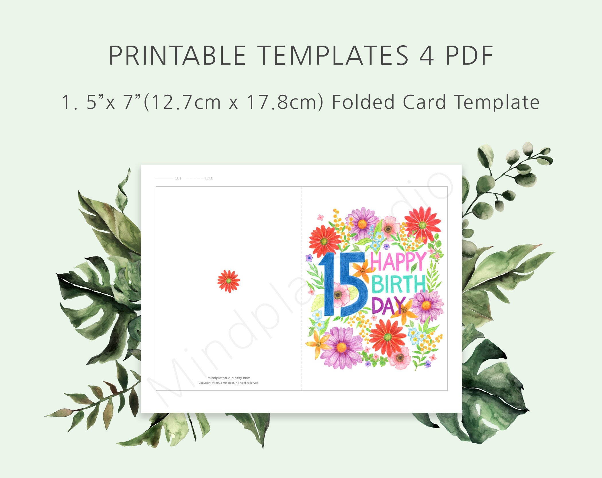 Printable 15th Birthday Card Envelope Template 15 Year Old - Etsy