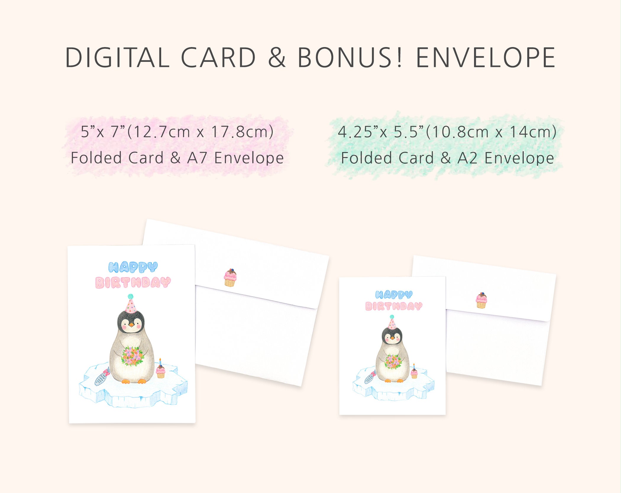 Printable Birthday Card, Envelope Template, Penguin Birthday Card ...