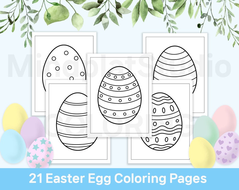 Printable 21 Easter Egg Coloring Pages Instant Download for - Etsy