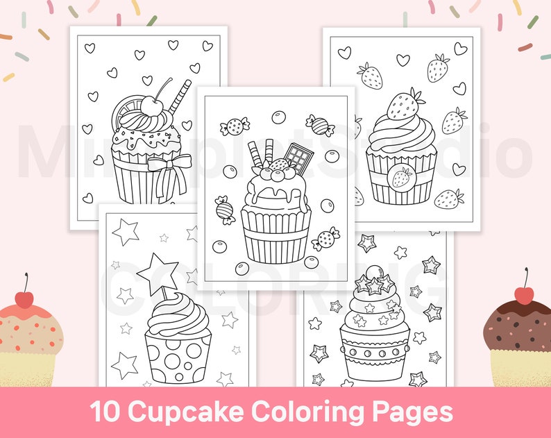 Printable 10 Cupcake Coloring Pages, Coloring Sheets for Adults and ...