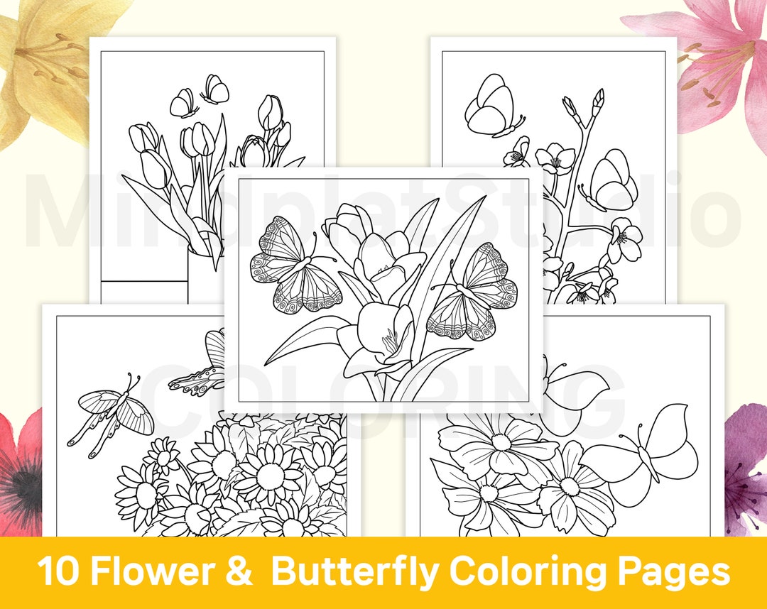 Printable 10 Flower Butterfly Coloring Pages, Flower Butterfly Coloring ...