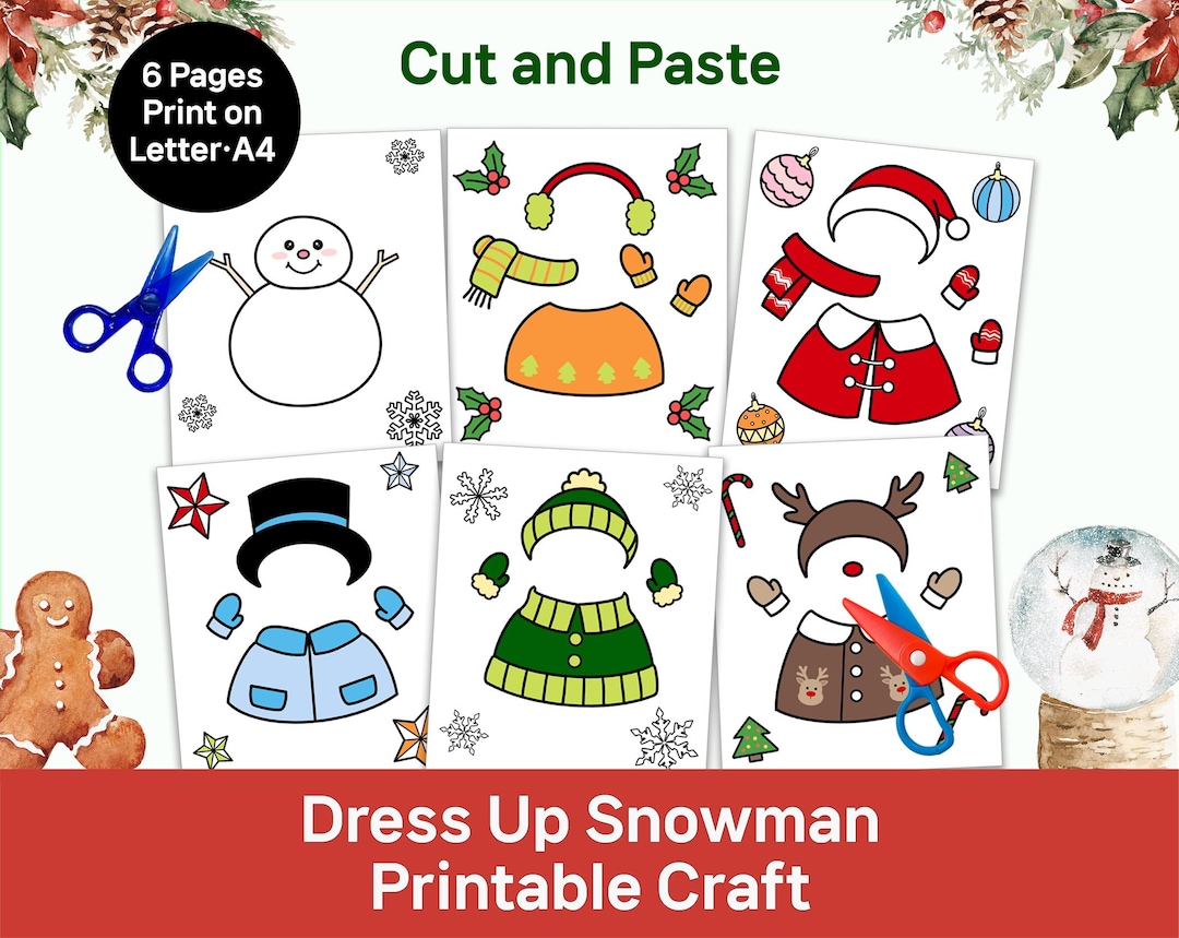 Dress up Snowman, Printable Snowman Craft for Kids, Preschool Activity ...