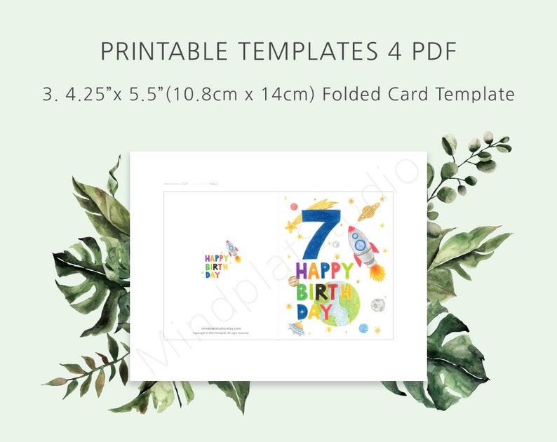Printable 7th Birthday Card Envelope Template 7 Year Old - Etsy