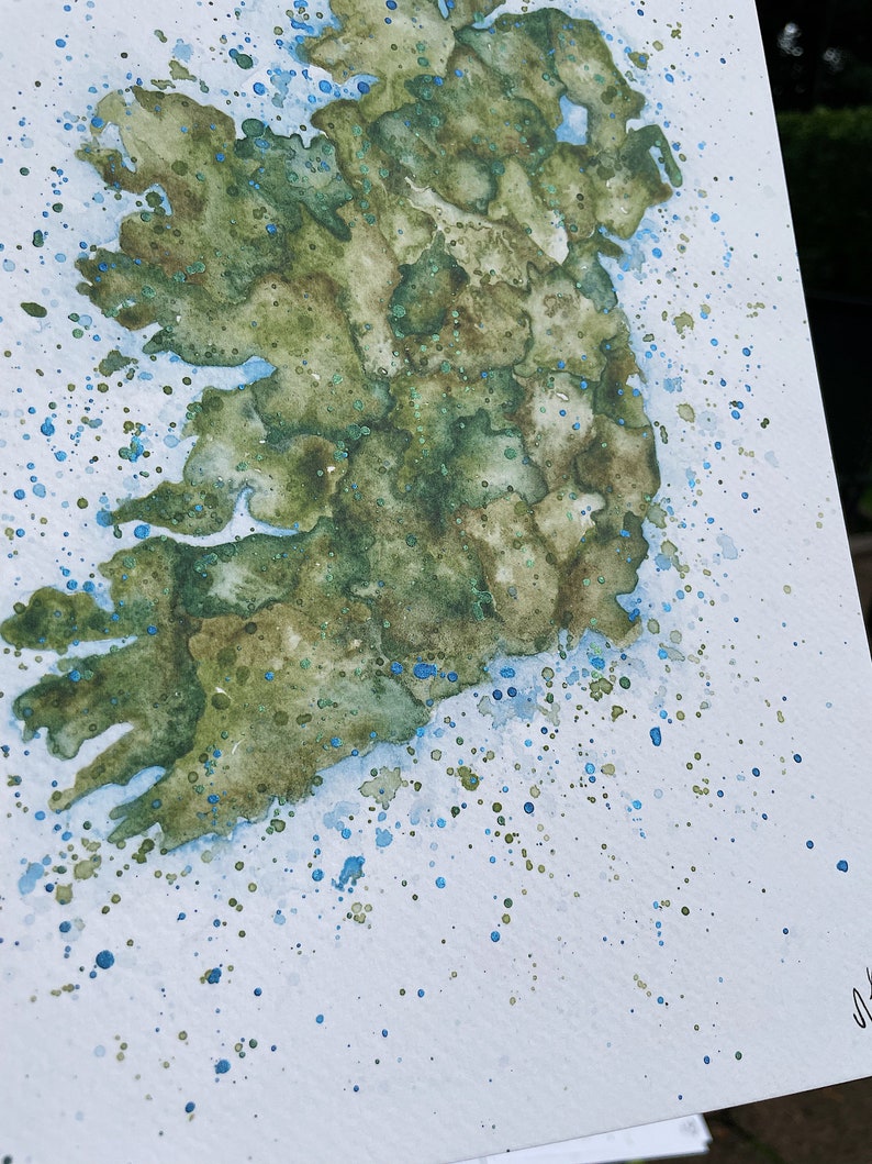 Ireland Map Watercolour Print With Handpainted Detail. | Etsy