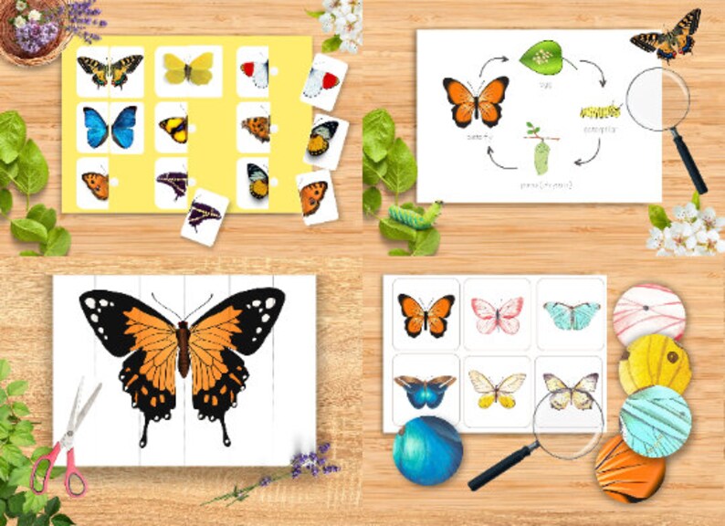 Montessori Butterfly Unit Study Busy Book Toddler Nature Activity Cards ...