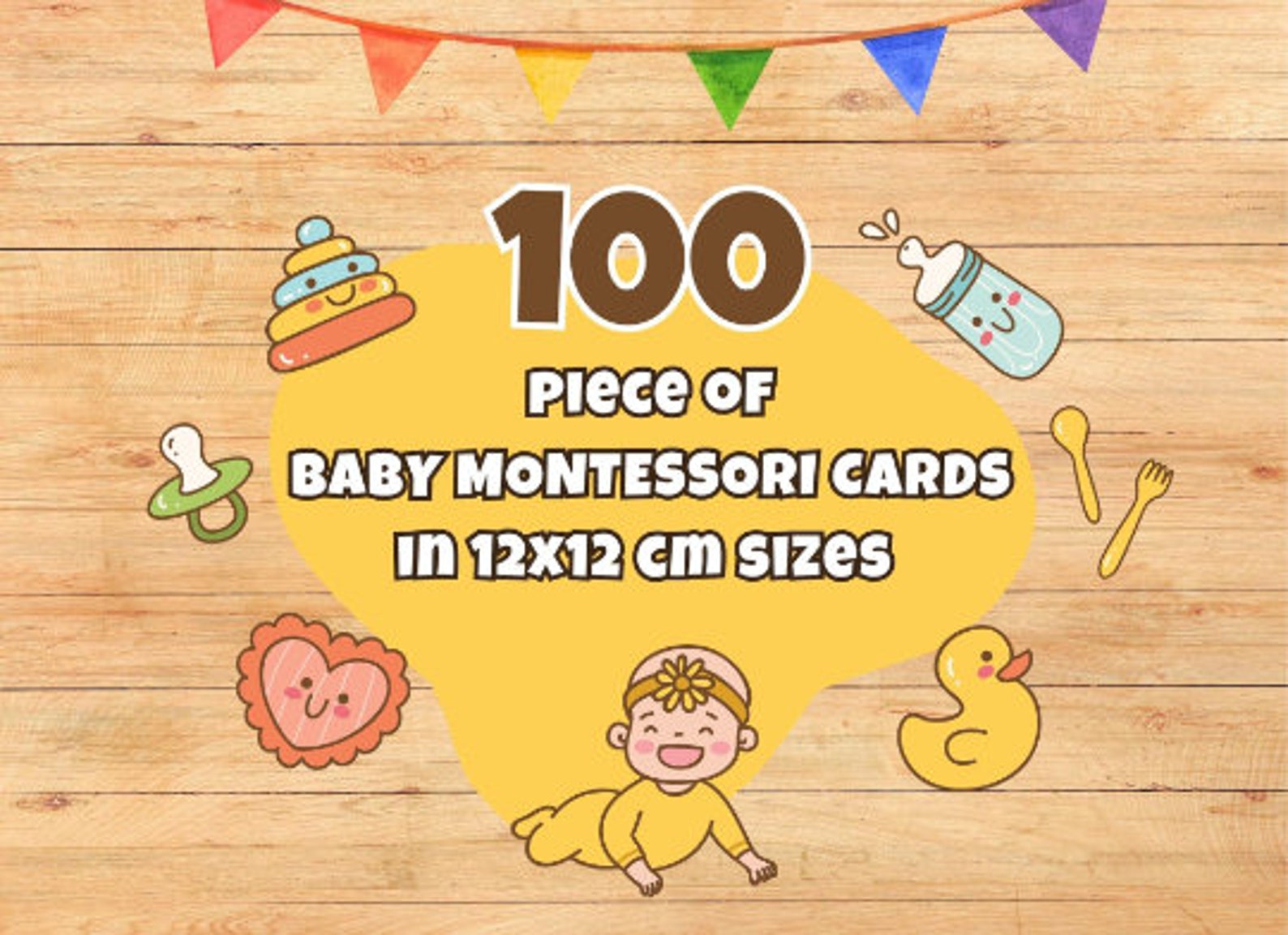 100 High Contrast Baby Cards Montessori Printable Black and White ...