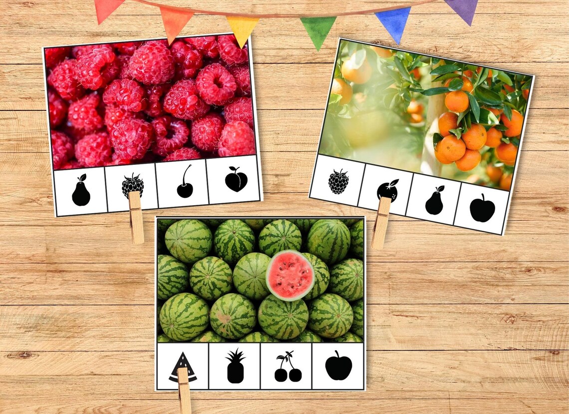 Montessori Printable Fruit Shadow Matching Toddler Cards Color Matching ...
