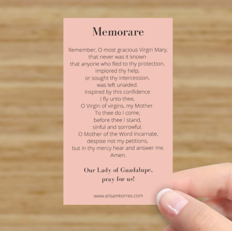 Memorare Prayer Cards - Etsy