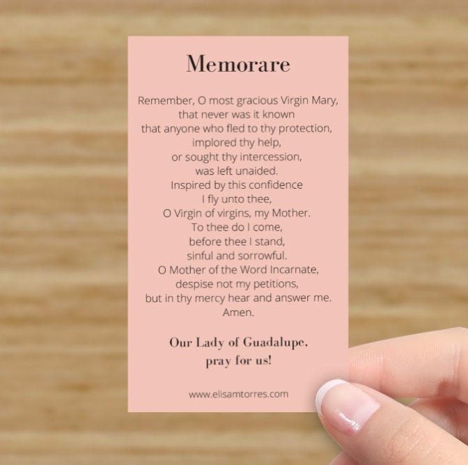 Memorare Prayer Cards - Etsy