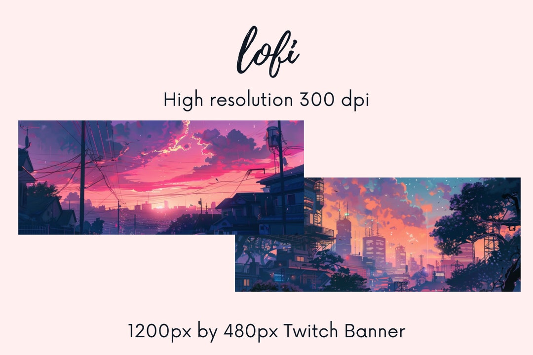 Lofi Twitch Banner Twitch Background Twitch Profile plant View Purple ...