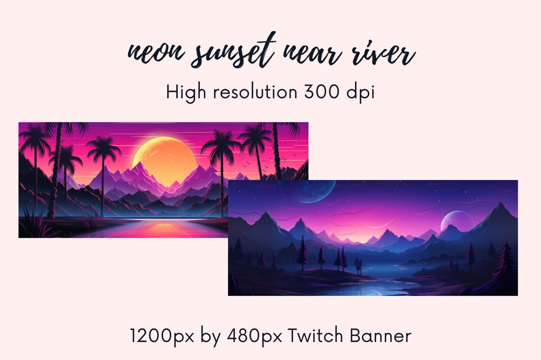 Neon Twitch Banner Landscape Night Sky Twitch Background - Etsy