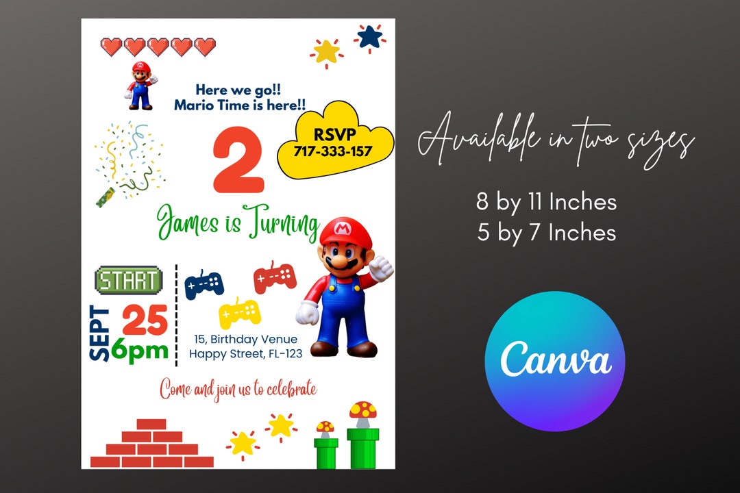 Mario Block Party|birthday Invitation|lego| Building Blocks|kids Party ...