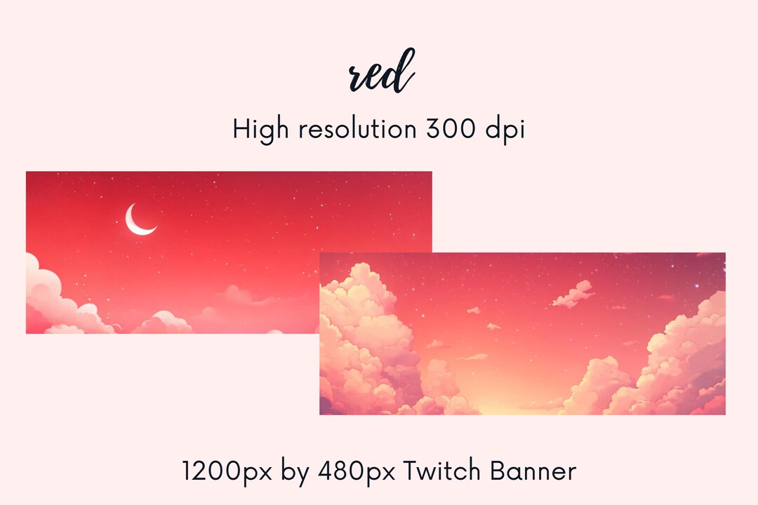 Twitch Banner| Twitch Background| Red Clouds in Clear Sky| Multicolor ...