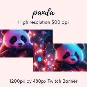 Twitch Banner| Twitch Background| Panda With String Lights| Multicolor ...