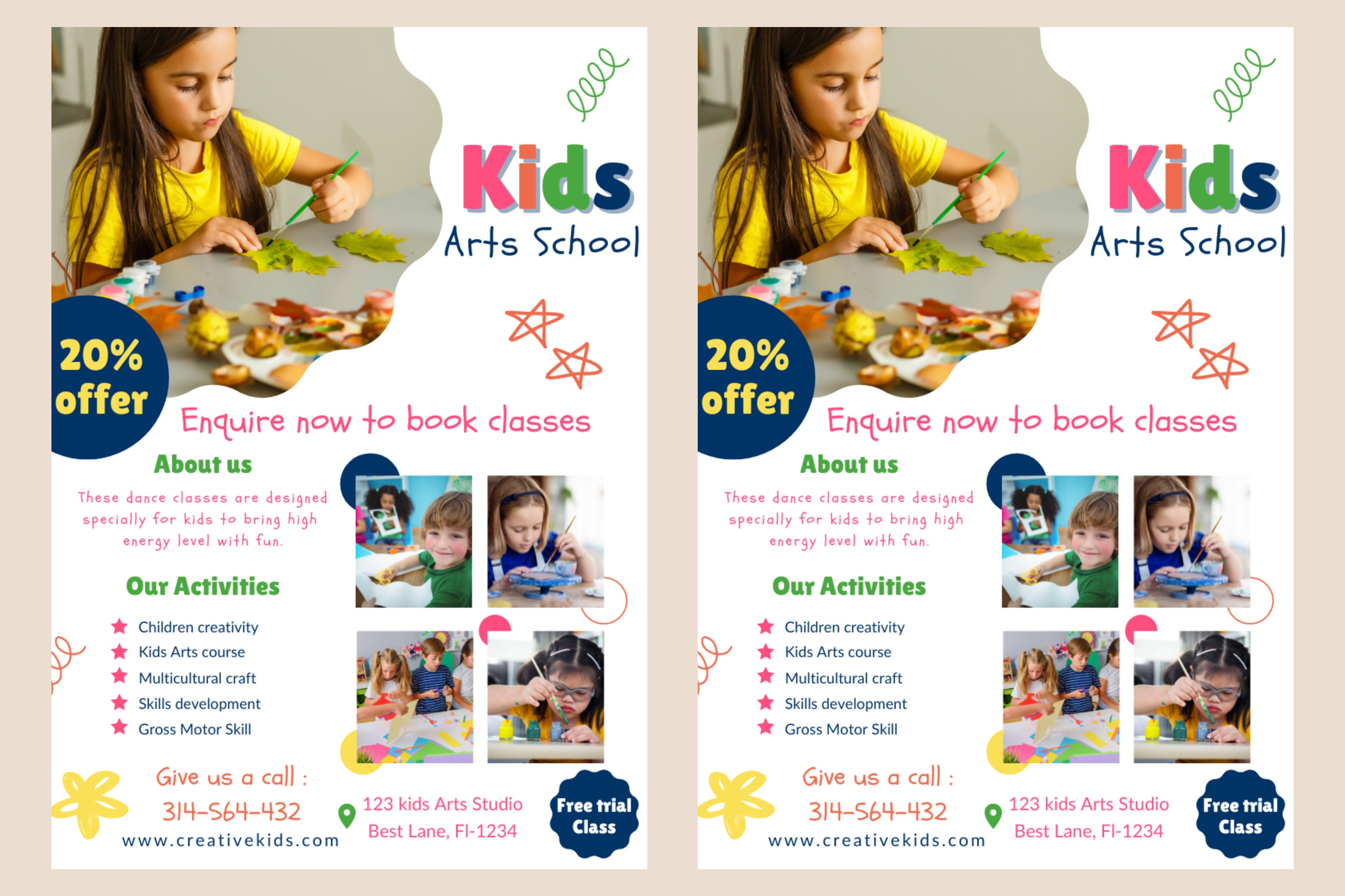 Kids Flyer| Arts Class Template| Canva| Instant Download| Digital ...