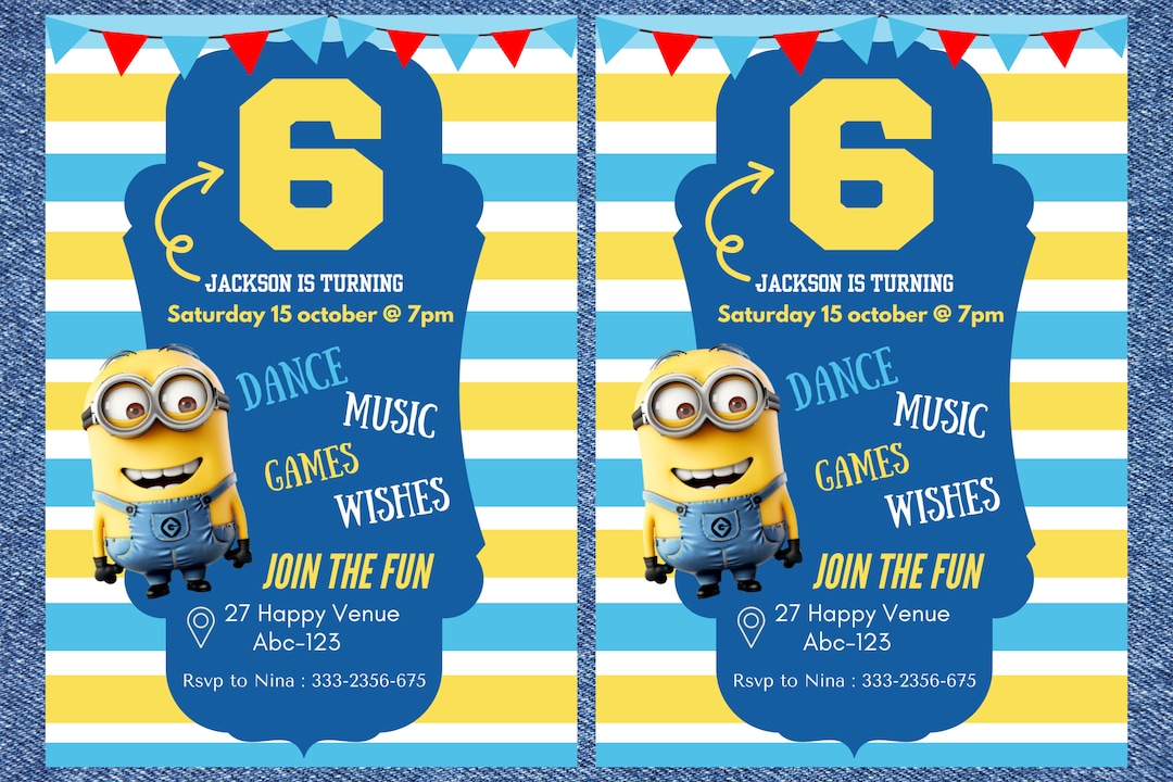 Editable Minion Birthday Invitation | Kids Flyer|canva Template|instant ...