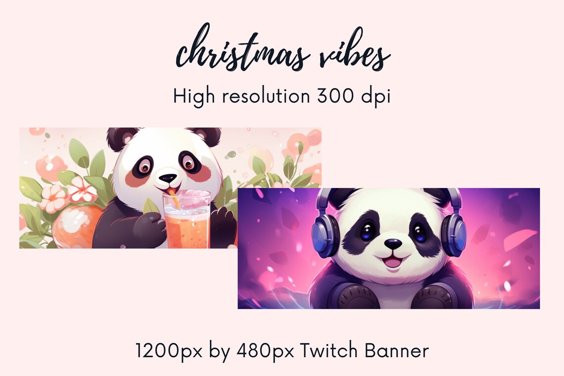 Twitch Banner| Panda Drinking Juice | Listening to Music| Twitch ...