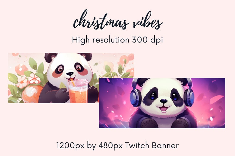 Twitch Banner| Panda Drinking Juice | Listening to Music| Twitch ...