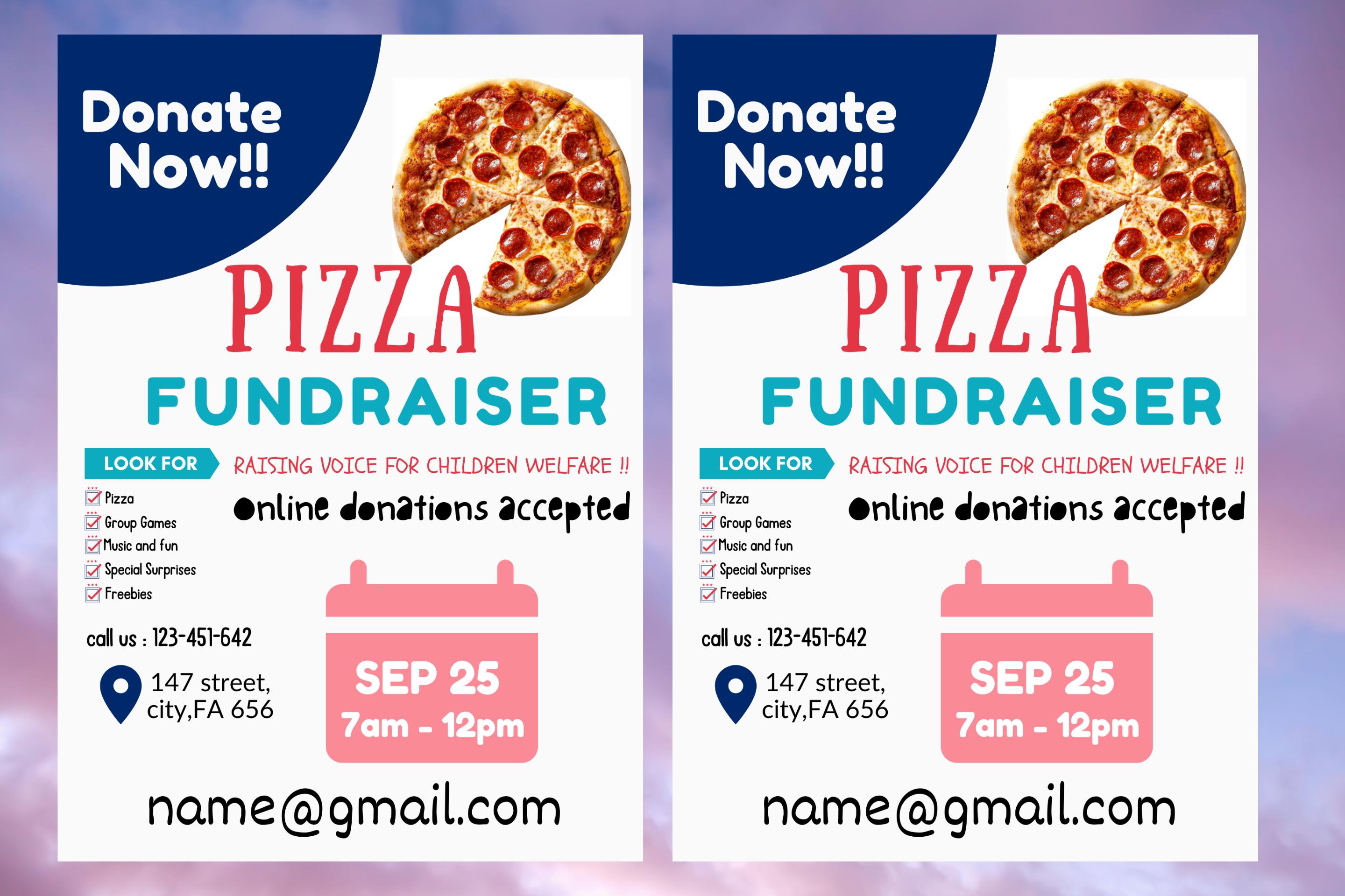 Pizza Fundraiser Flyer| Kids Flyer Canva| Instant Download| Digital ...