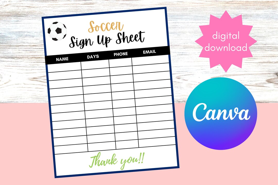 Soccer L Sign up Sheet Kids Flyerschool Flyer Handout Pta Pto Volunteer ...