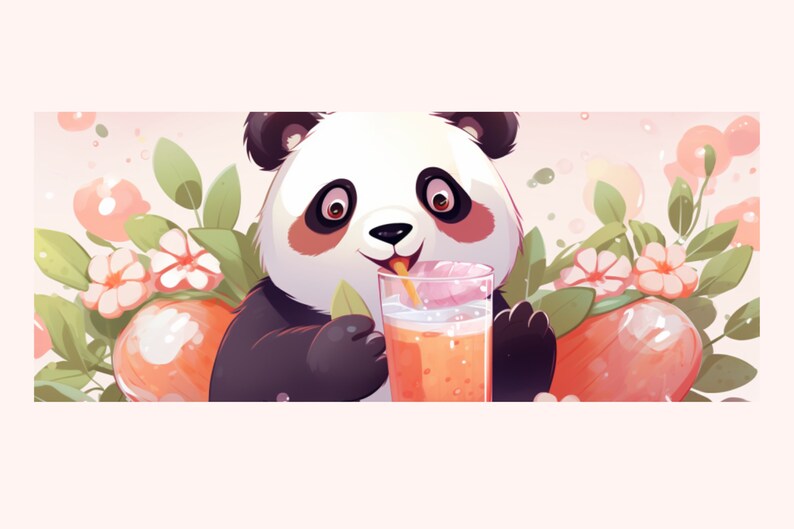 Twitch Banner| Panda Drinking Juice | Listening to Music| Twitch ...