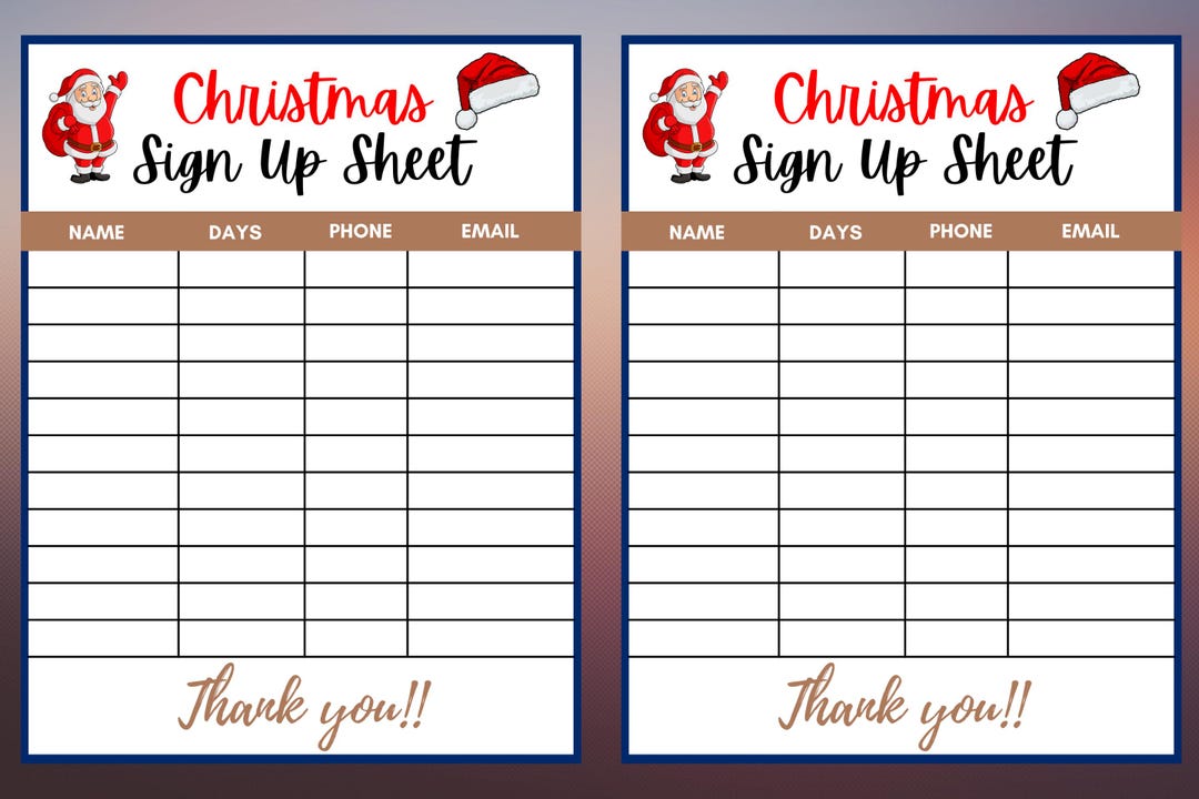 Christmas Sign up Sheet Kids Flyerschool Flyer Handout Pta Pto ...