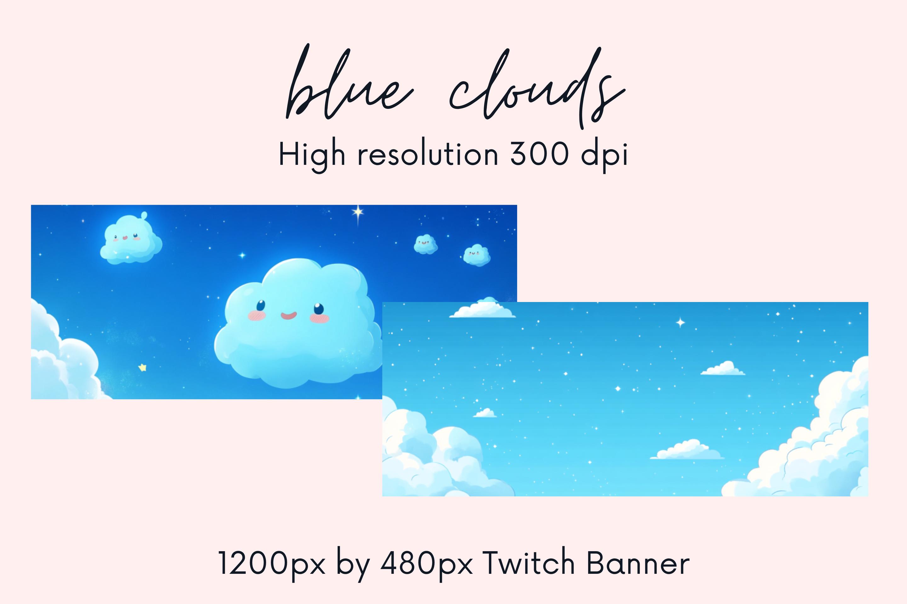 Twitch Banner| Twitch Background| Blue Clouds in Clear Sky| Multicolor ...