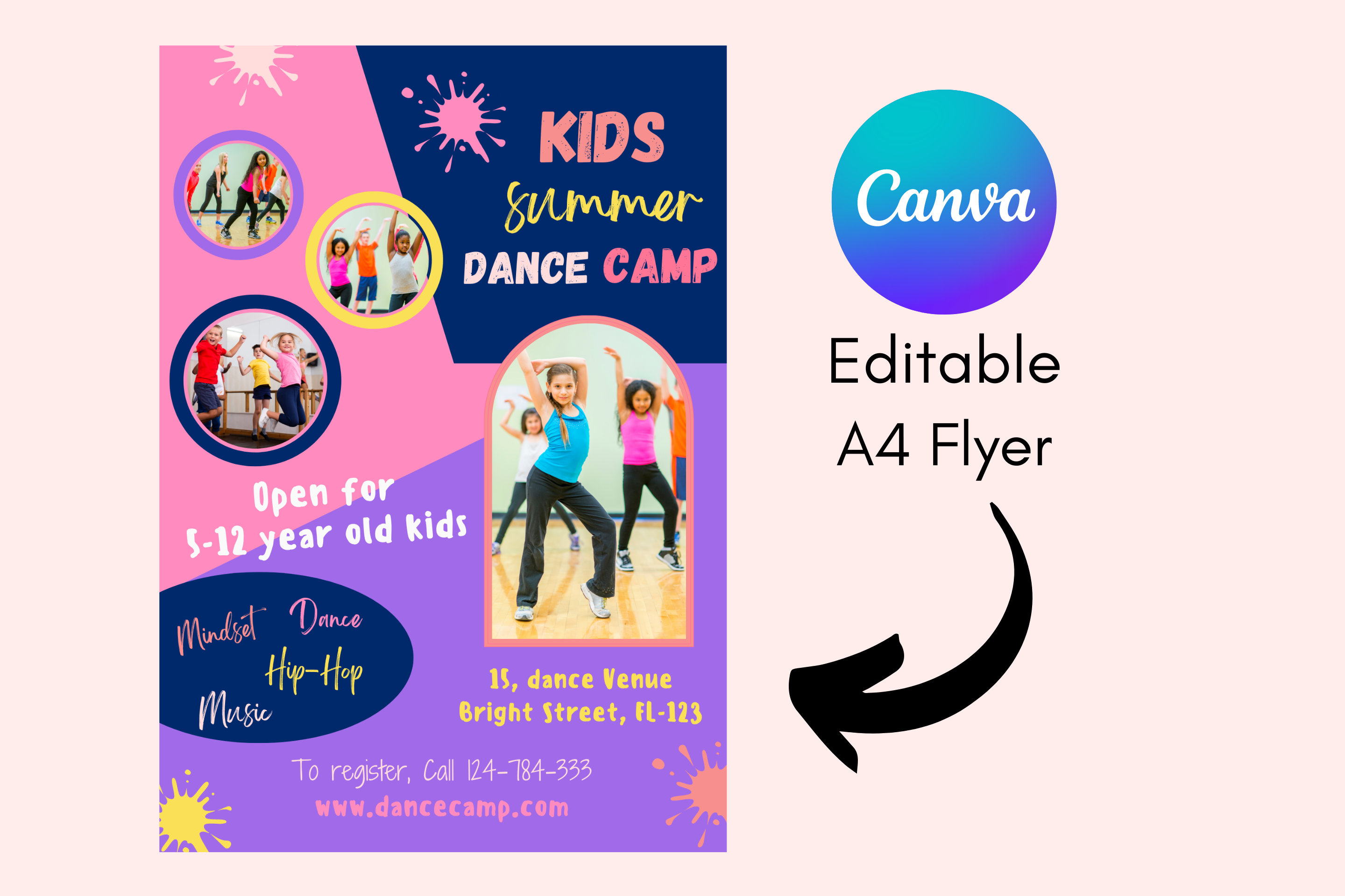Kids Flyer| Kids Summer Dance Camp| Canva| Instant Download| Digital ...