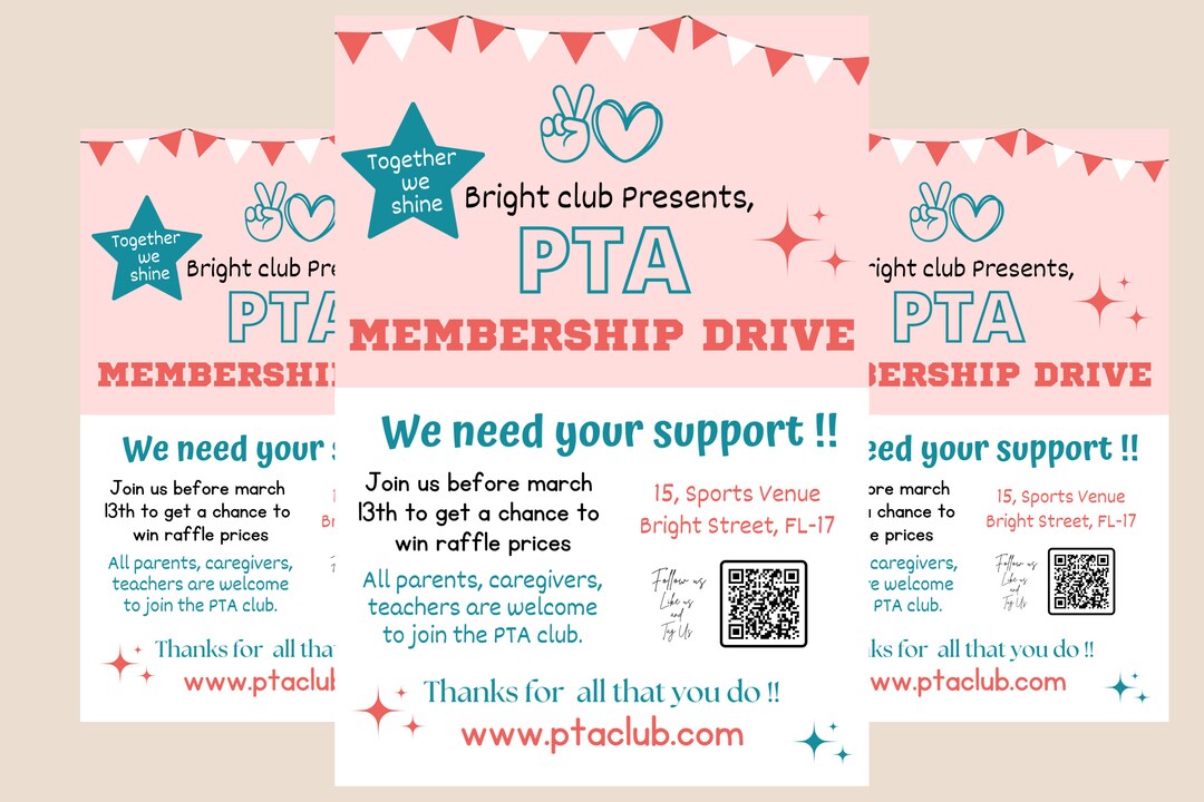 PTA Membership Drive Flyer 5 by 7 Flyer Kids Flyer School - Etsy