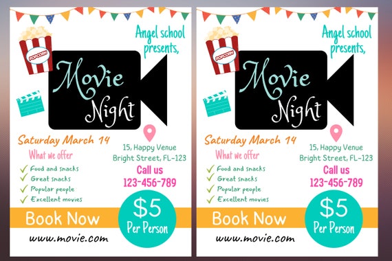 Movie Night Flyer School Flyer Handout Pta Pto Event - Etsy