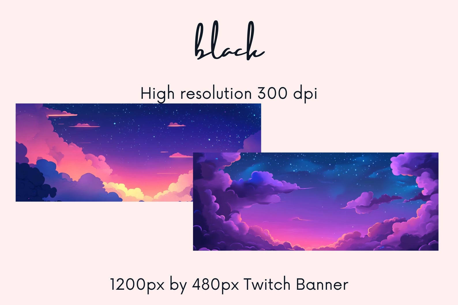 Twitch Banner| Twitch Background| Black Clouds in Clear Sky| Multicolor ...