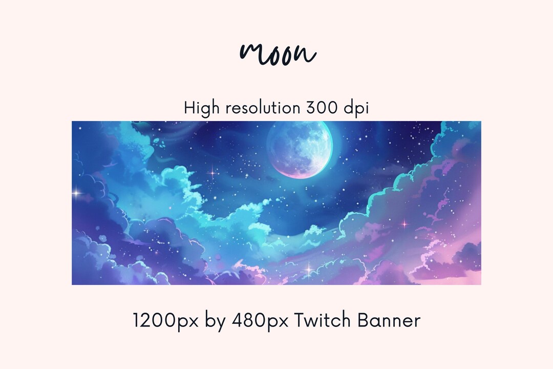 Moon Twitch Banner| Twitch Background| Night Sky Twitch Background ...