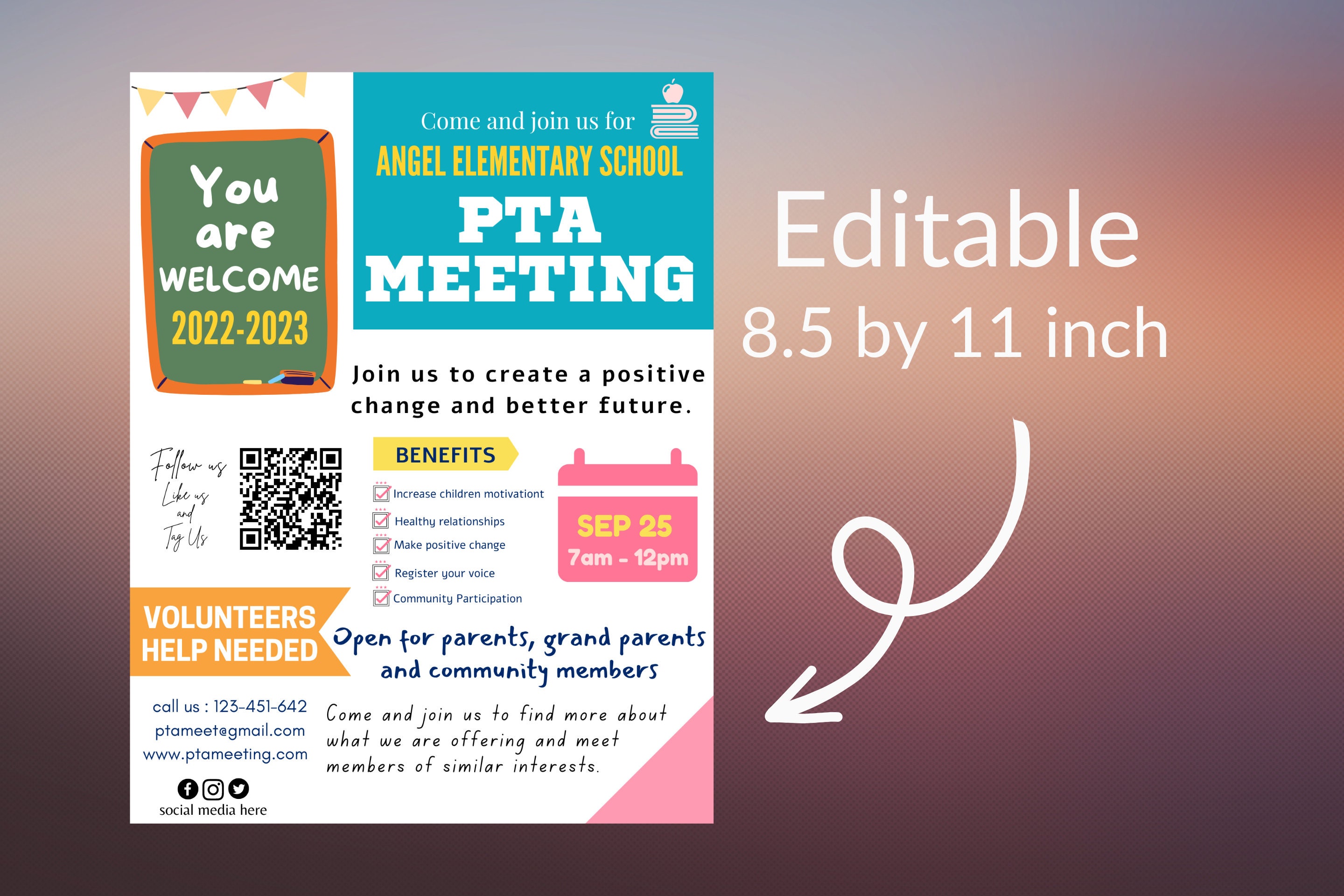 PTA Meeting Flyer Kids Flyer School Flyer Handout Pta Pto - Etsy