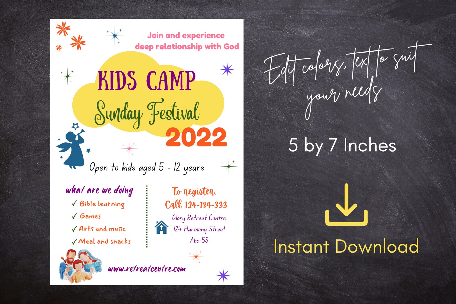 Kids Flyer| Kids Camp|church Flyer|bible School|sunday Festival ...