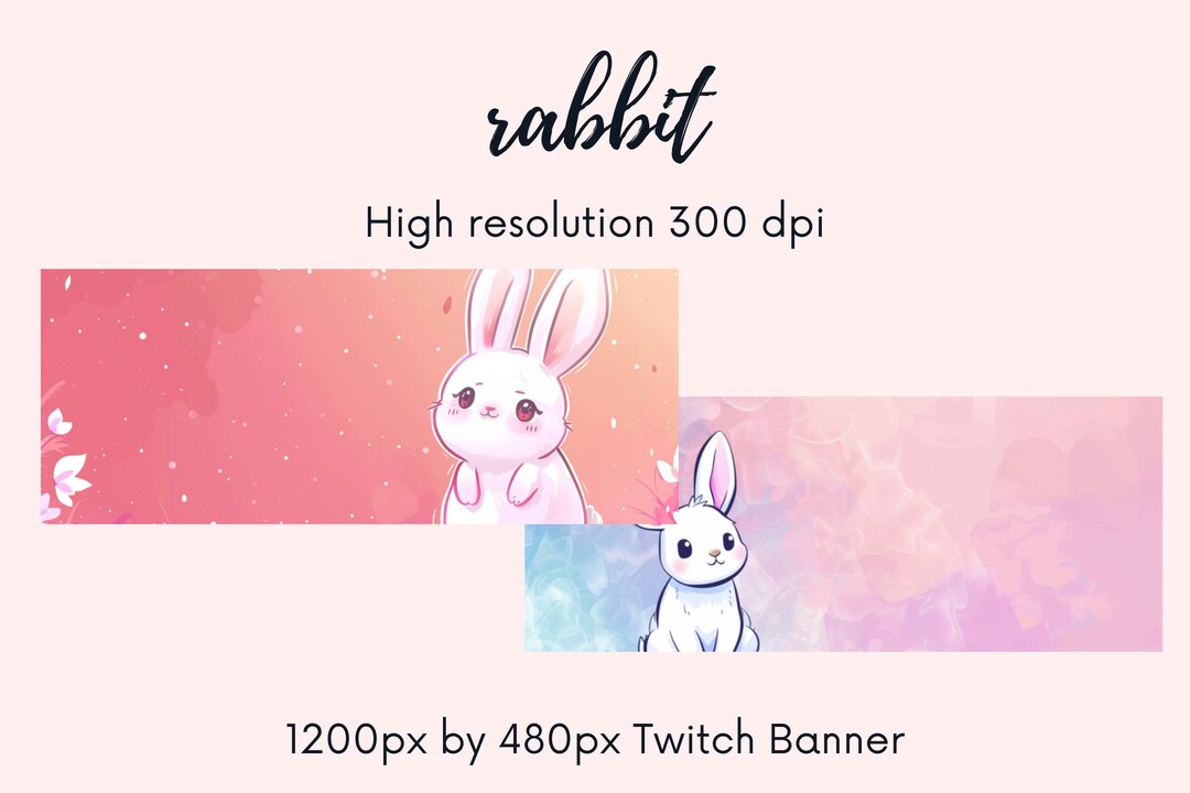 Rabbit Twitch Banner| Twitch Background| Multicolor Gradient| Cute ...