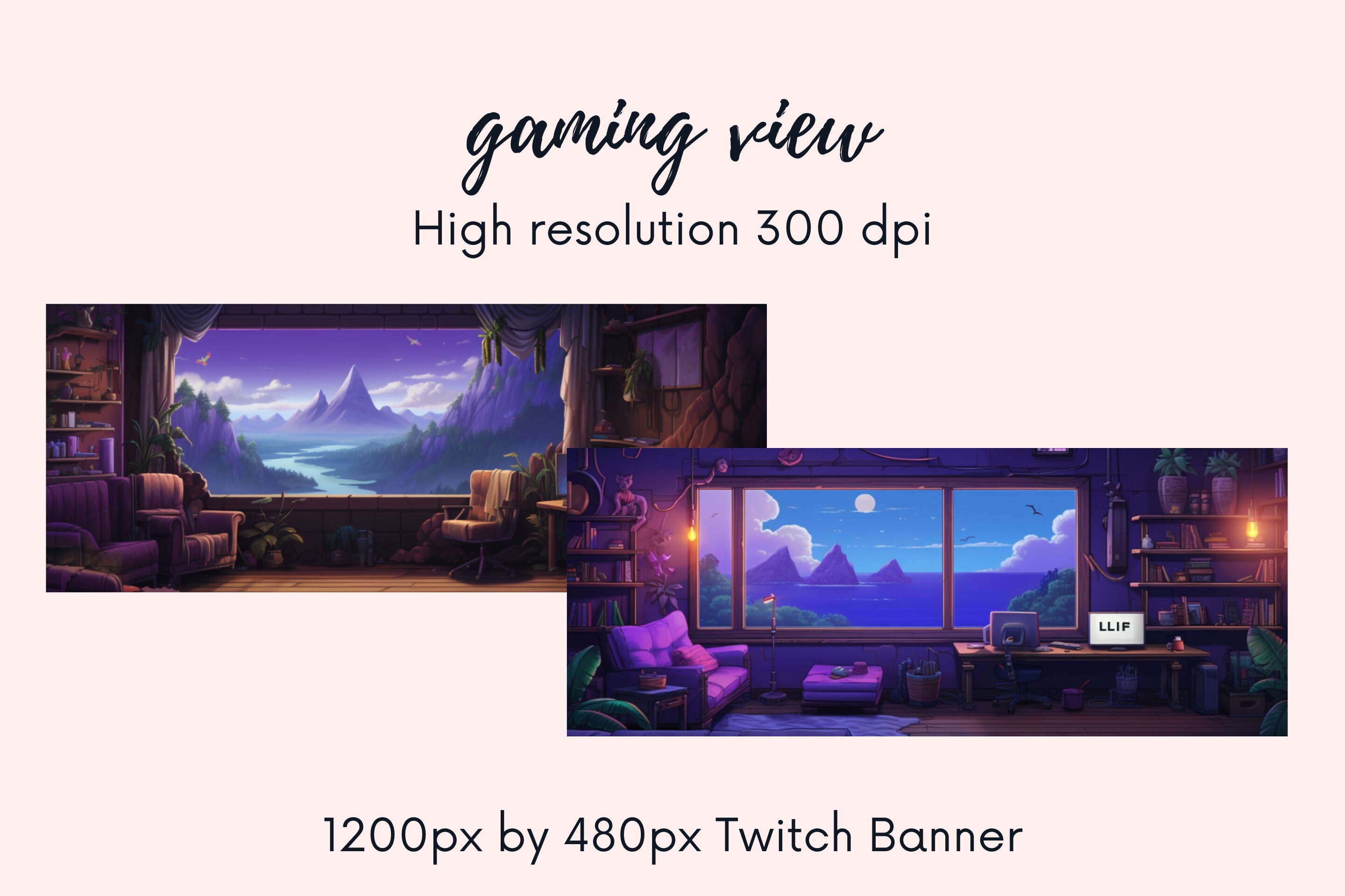 Lofi Twitch Banner Twitch Background Twitch Profile plant View Purple ...