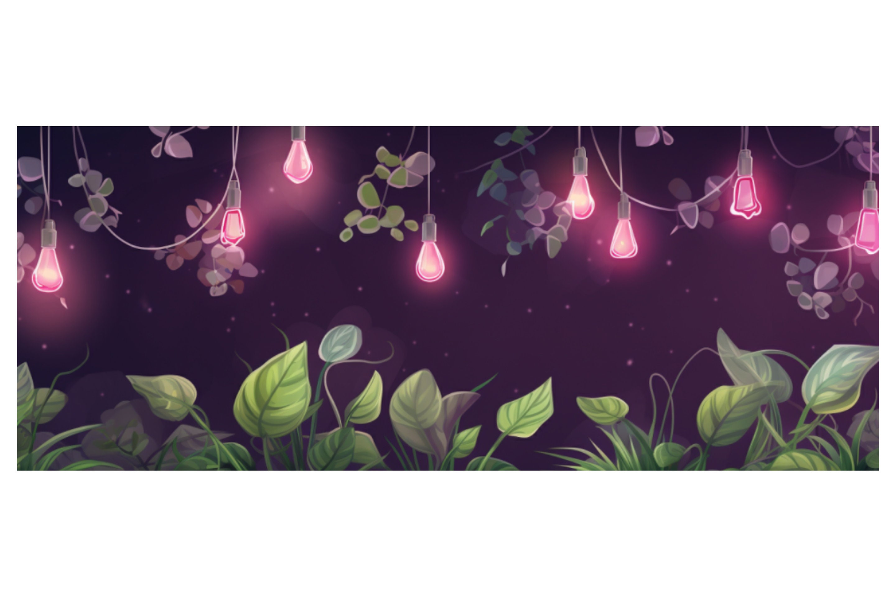 Plants With String Lights Twitch Banner| Twitch Background| | Twitch ...