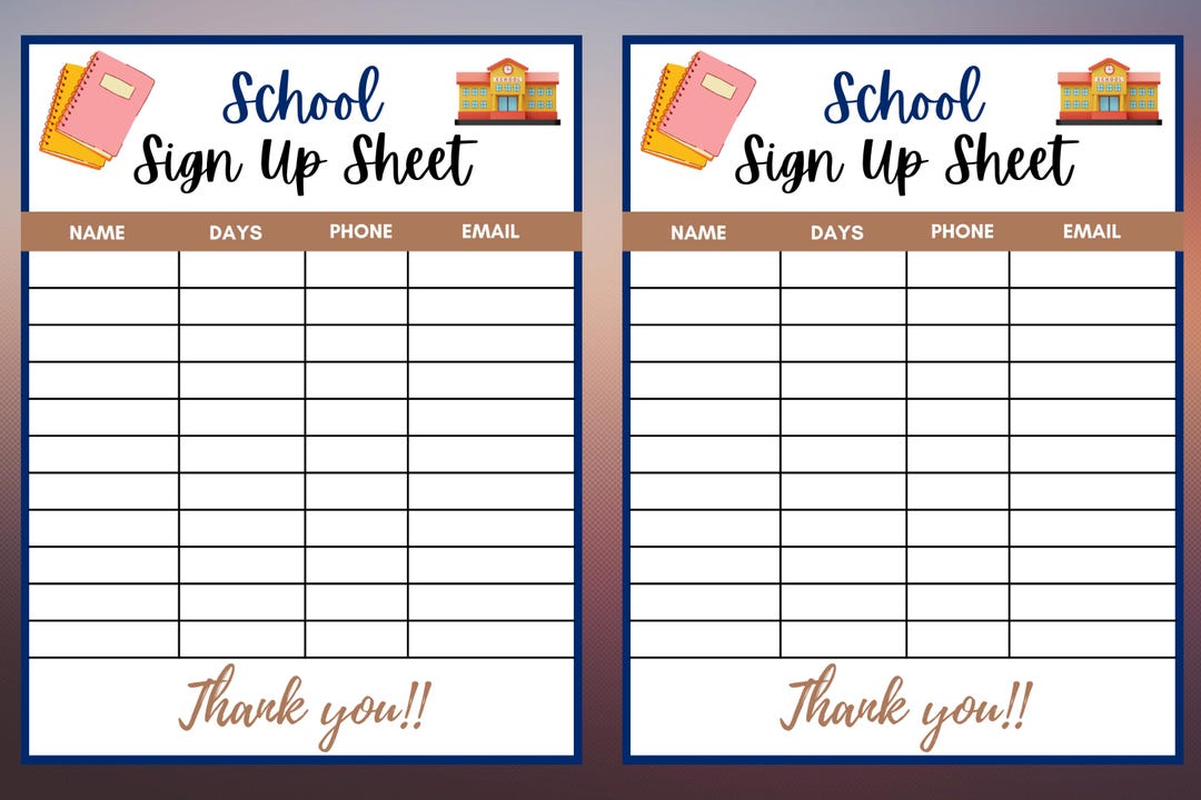 School Sign up Sheet Kids Flyerschool Flyer Handout Pta Pto Volunteer ...