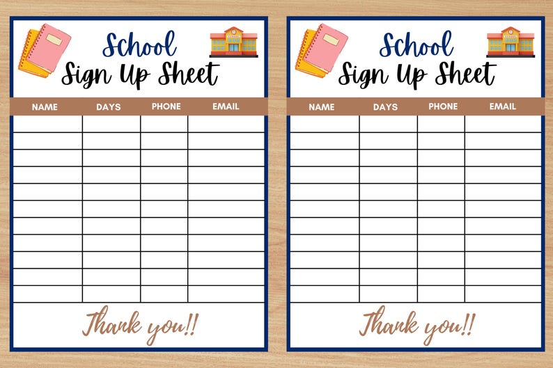 School Sign up Sheet Kids Flyerschool Flyer Handout Pta Pto Volunteer ...