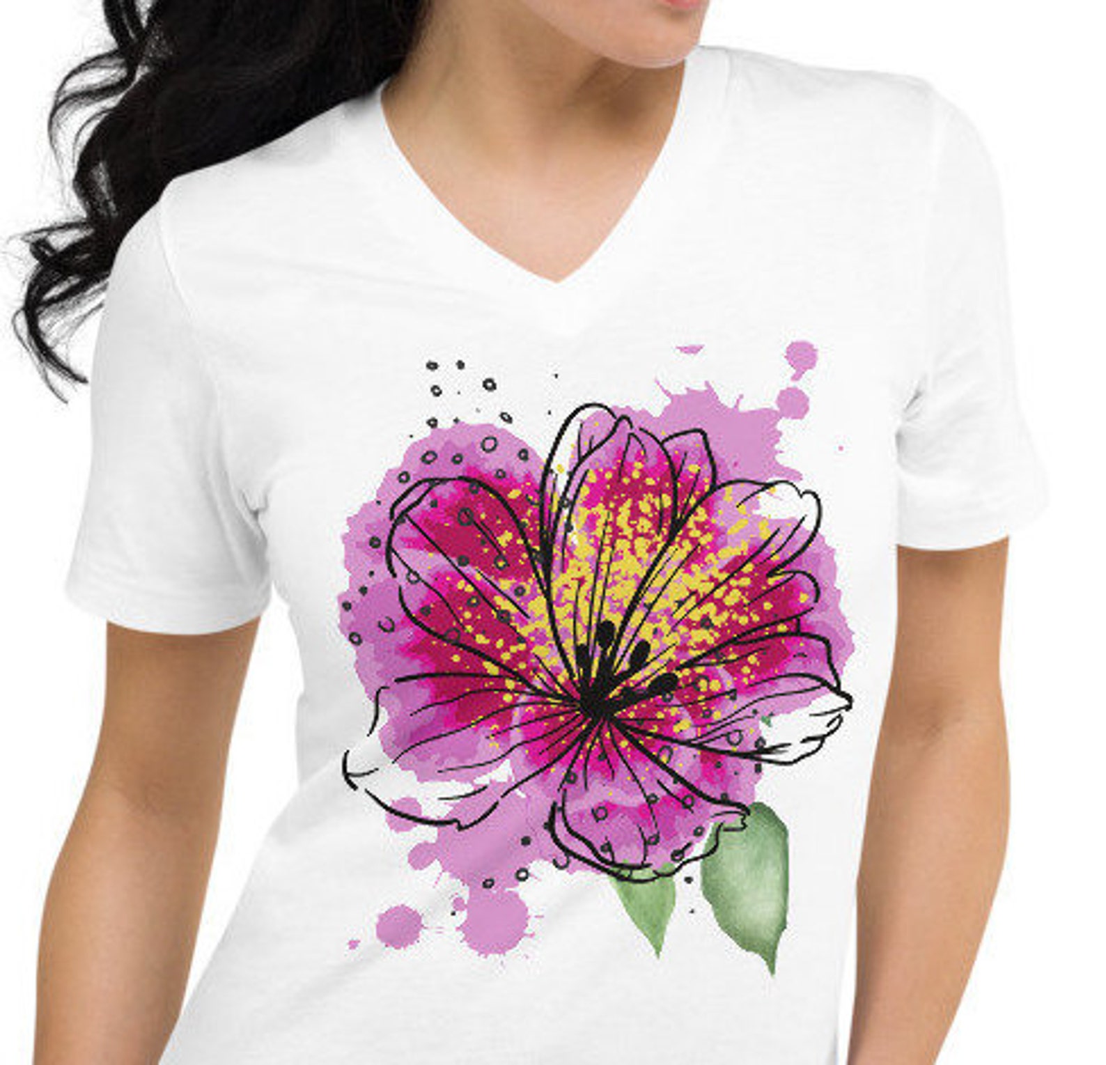 Bright Flower Tee, Pink Flower Graphic Tee, Women's Tee, T Shirt ...
